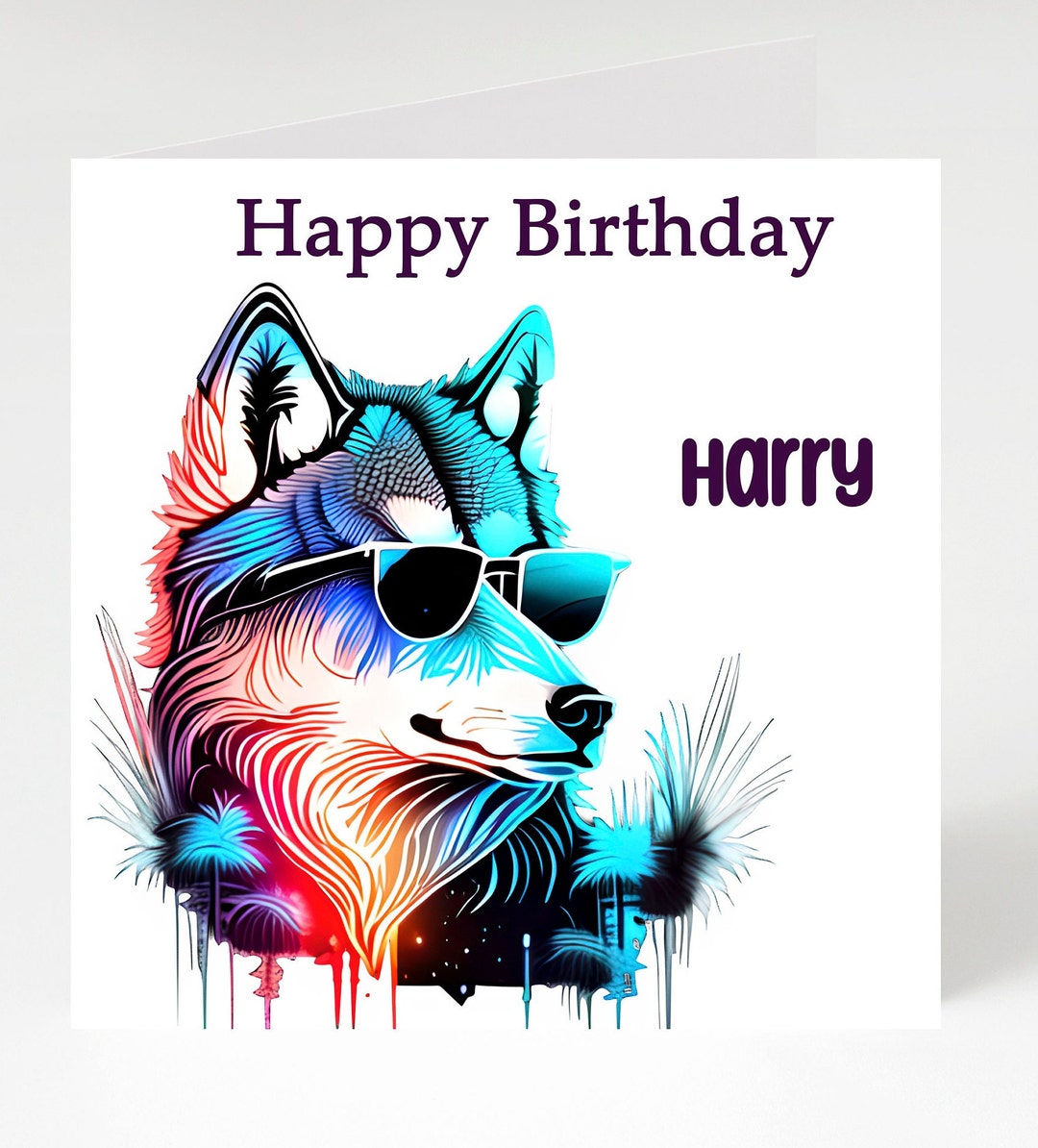 Wolf Birthday Card, Birthday Card With Wolf, Personalised Birthday Card ...