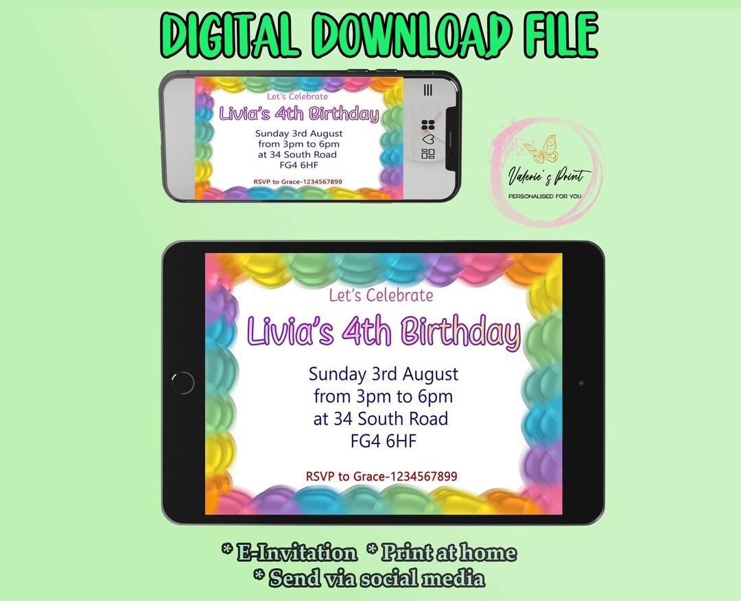 Jelly Frame Birthday Party Invitations: Sweets Theme (digital Download ...