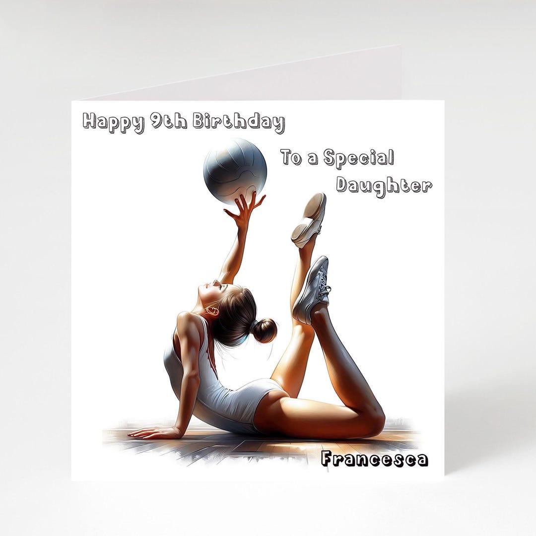 Gymnastic Themed Birthday Card Gymnastics Personalised Birthday Card ...