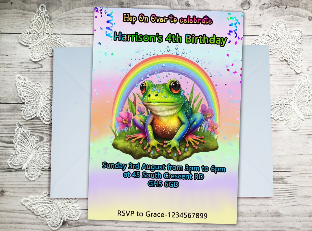 Frog Birthday Invitation, Frog Party Invite, Kids Frog Print Party ...
