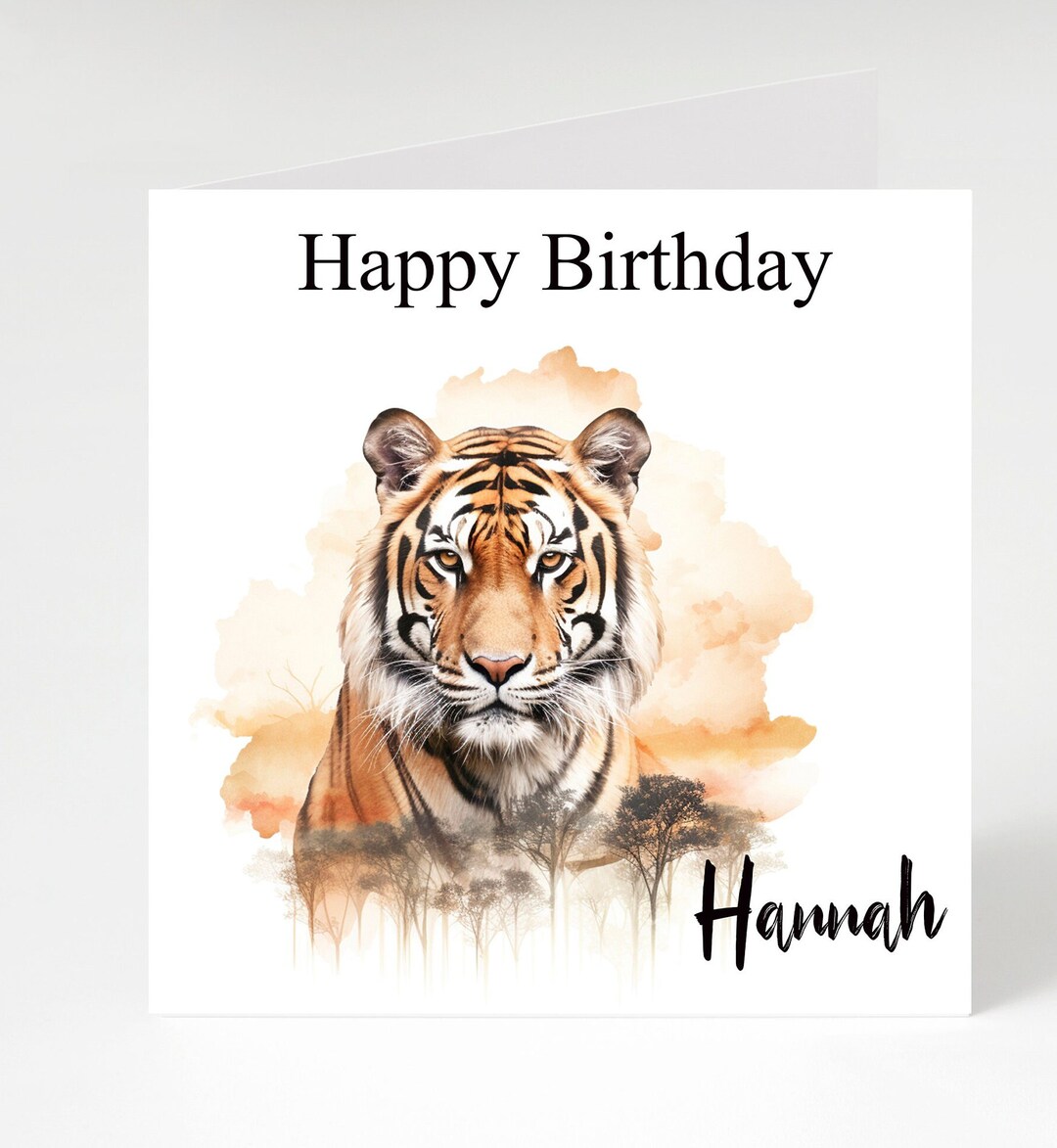 Tiger Birthday Card, Personalised Tiger Birthday Card, Birthday Card ...