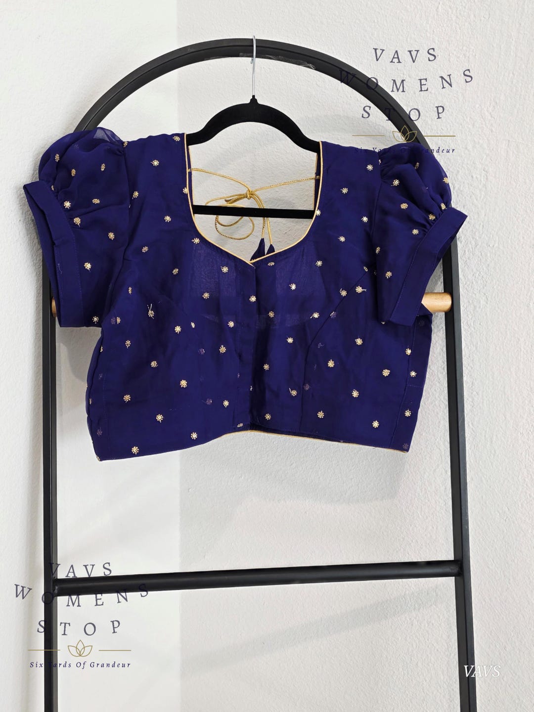 Blue Shade Short Puff Sleeves Blouse Size 40 Extends to 46. - Etsy