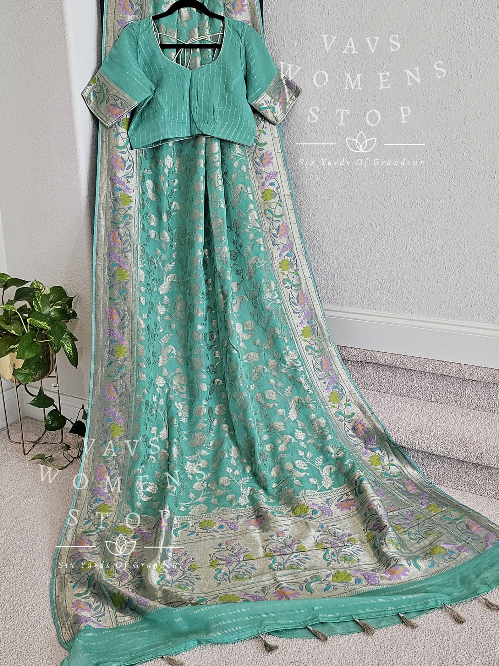 Pure Khaddi Georgette Powerloom Saree - Blouse Size 40 Extends to 46 ...