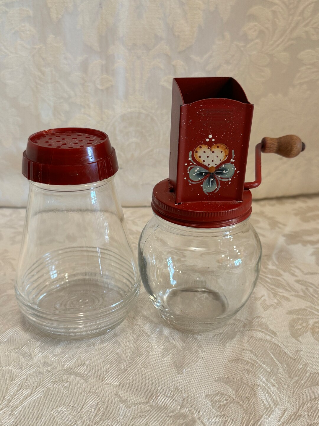 1930’s-60’s Hazel Atlas Glass Bottom Metal Top Nut/ Spice Grinder With ...