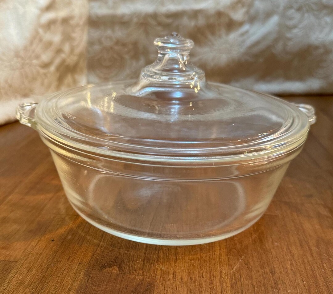 VTG Pyrex Clear Glass Casserole With Cute Little Handles and Lid, 8 ...