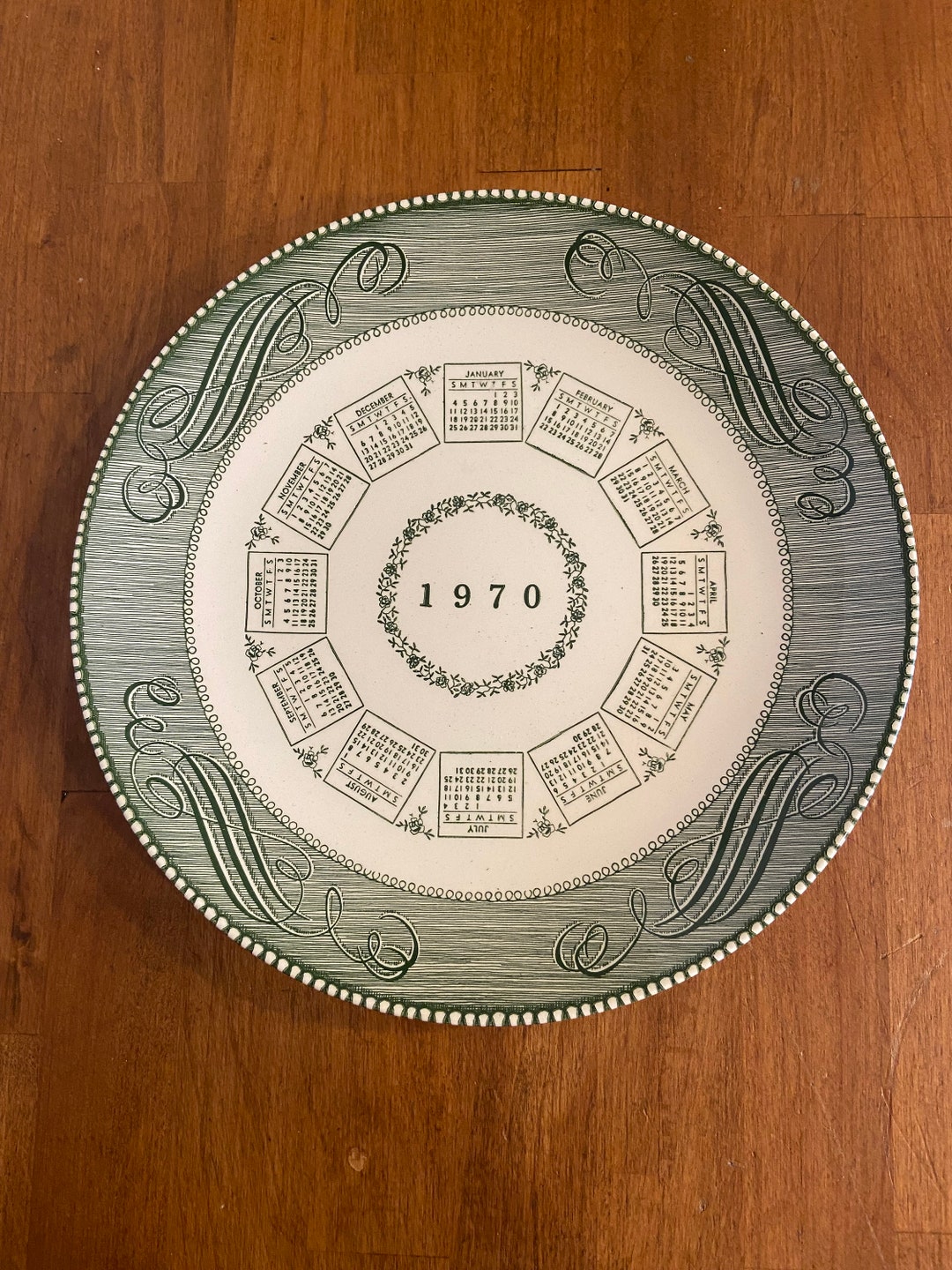 1970 Calendar Plate - Etsy