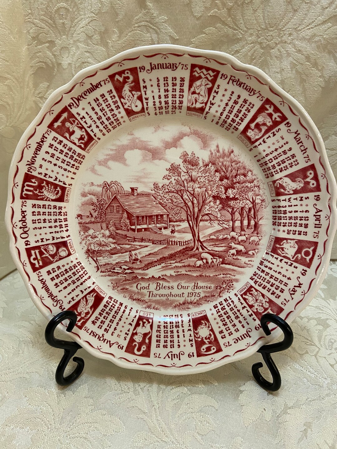 1975 9”calendar Plate With Zodiac Signs by Alfred Meakin, England - Etsy