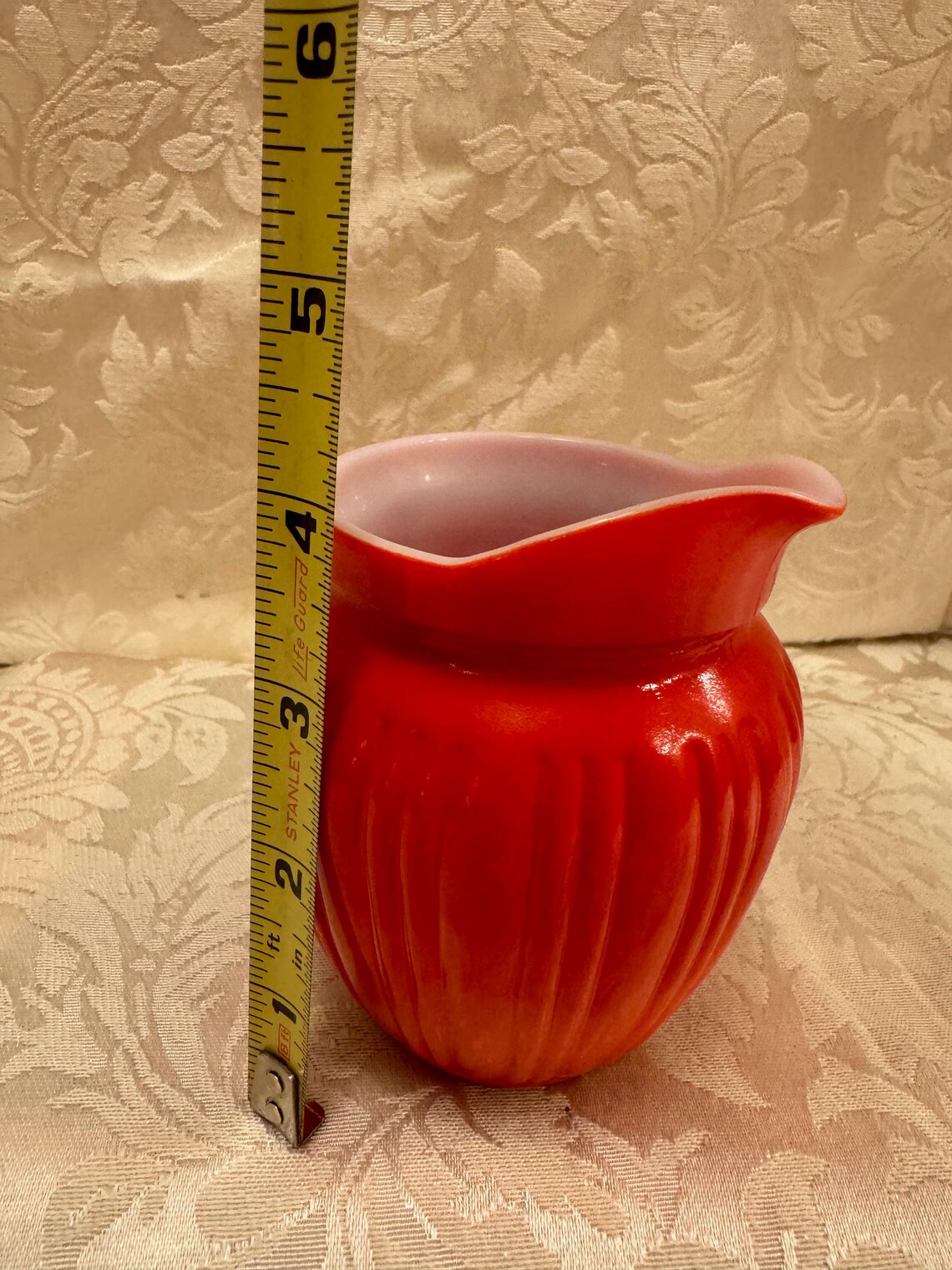 VTG 1940’s/ 1950’s Red Orange Hazel Atlas “gay Rainbow” Pattern Creamer ...