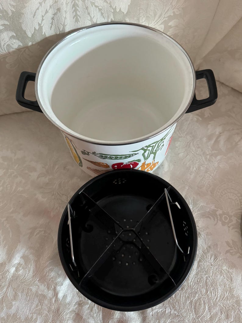 VTG West Bend 5 Qt. Enameled Stockpot Cape Cod Crab Cooker/fryer ...