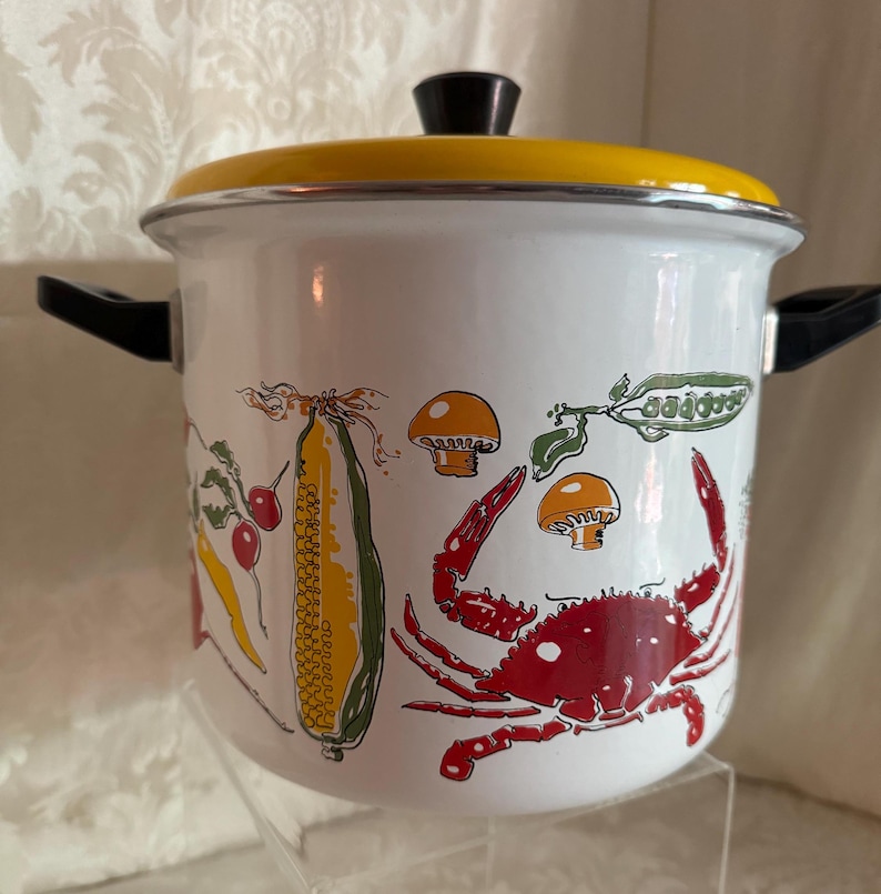 VTG West Bend 5 Qt. Enameled Stockpot Cape Cod Crab Cooker/fryer ...