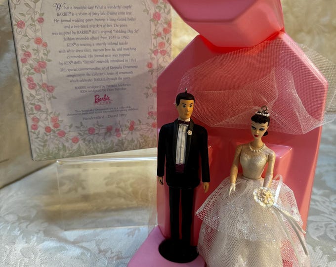 1997 Barbie and Ken Wedding Day Hallmark Keepsake Ornament/ Cake Topper ...