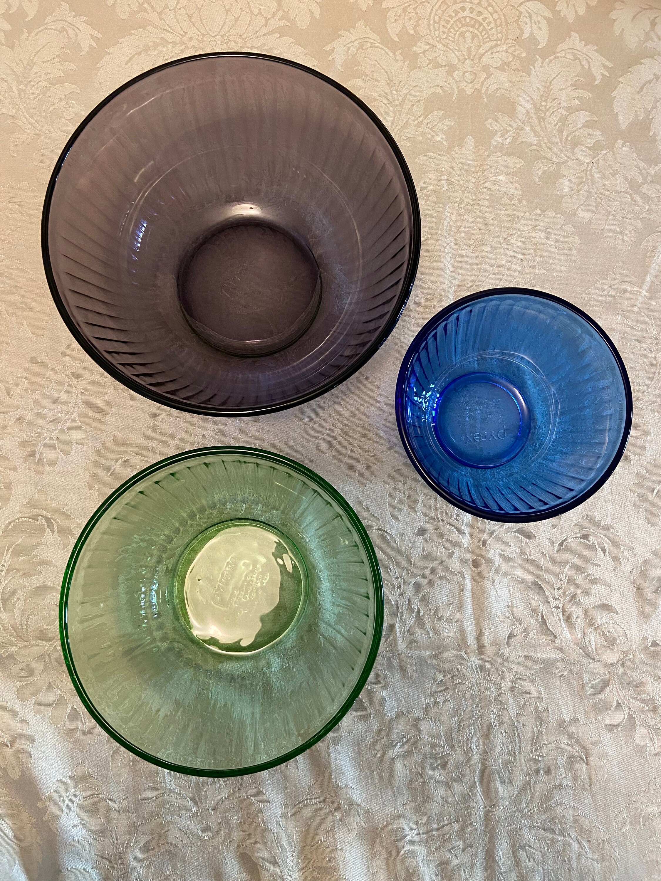 3 Ribbed Pyrex Multi-colored Jewel Toned Visions Nesting Bowls, Purple ...