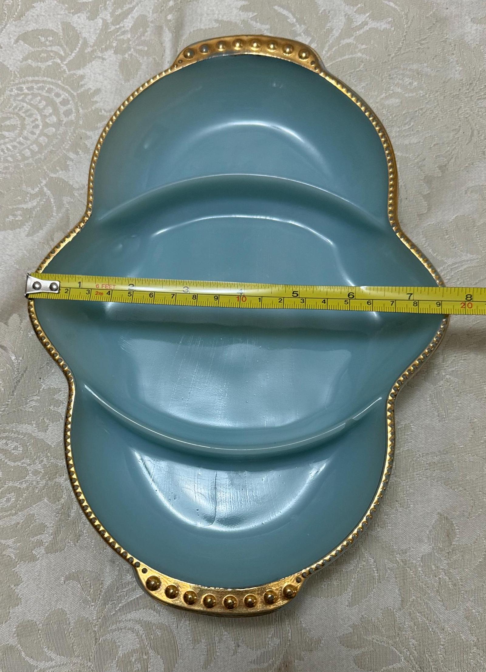 VTG Fire King Divided Dish With 3 Parts- Beautiful Delphite Blue Milk ...