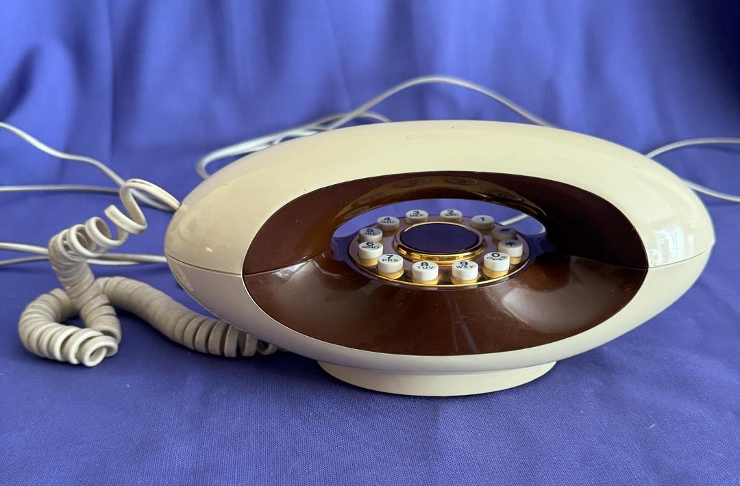 1970’s Genie Push Button Telephone in Cream and Brown by American ...