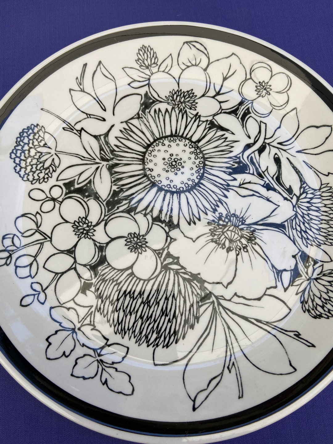 Vintage Set of 4 Alfred Meakin, samoa Black and White 10 Dinner Plates ...