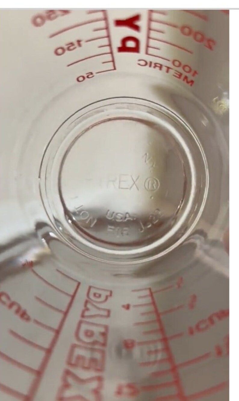 PYREX D Handle Vintage 2 Cup Glass Measuring Pitcher/ Cup 516 With Red ...