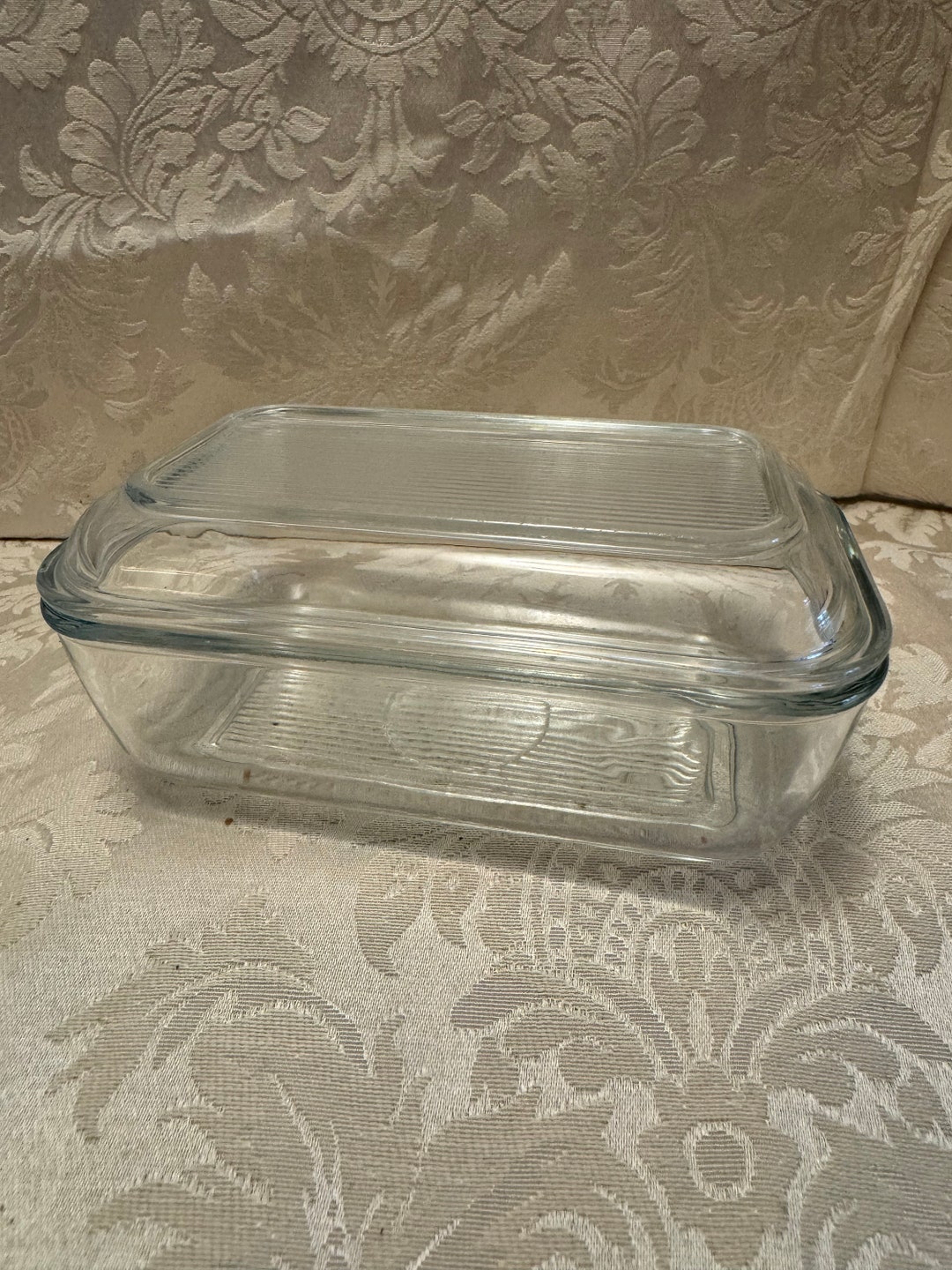 VTG Arcoroc France, Ribbed Glass Rectangular Refrigerator Dish With Lid ...