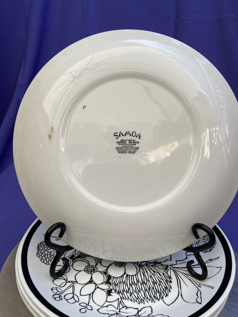 Vintage Set of 4 Alfred Meakin, samoa Black and White 10 Dinner Plates ...