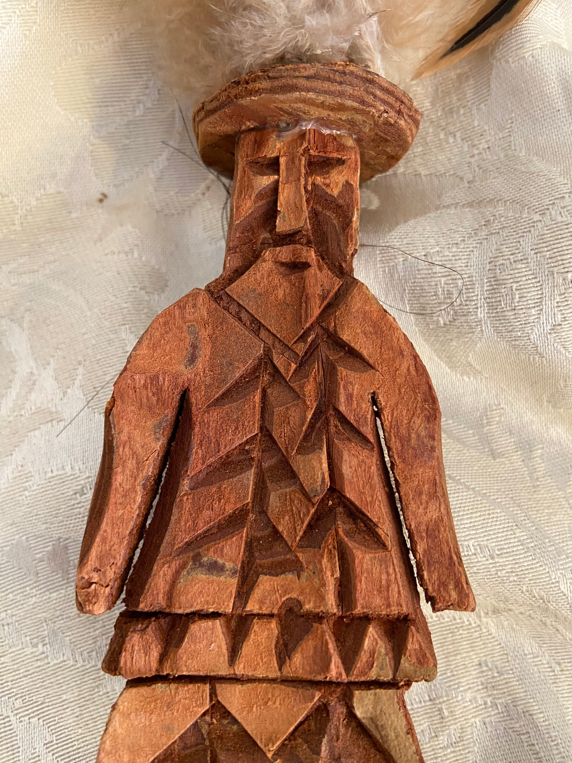 TARAHUMARA Indian Bark Man and Woman Dolls Primitive Hand Carved Wood ...