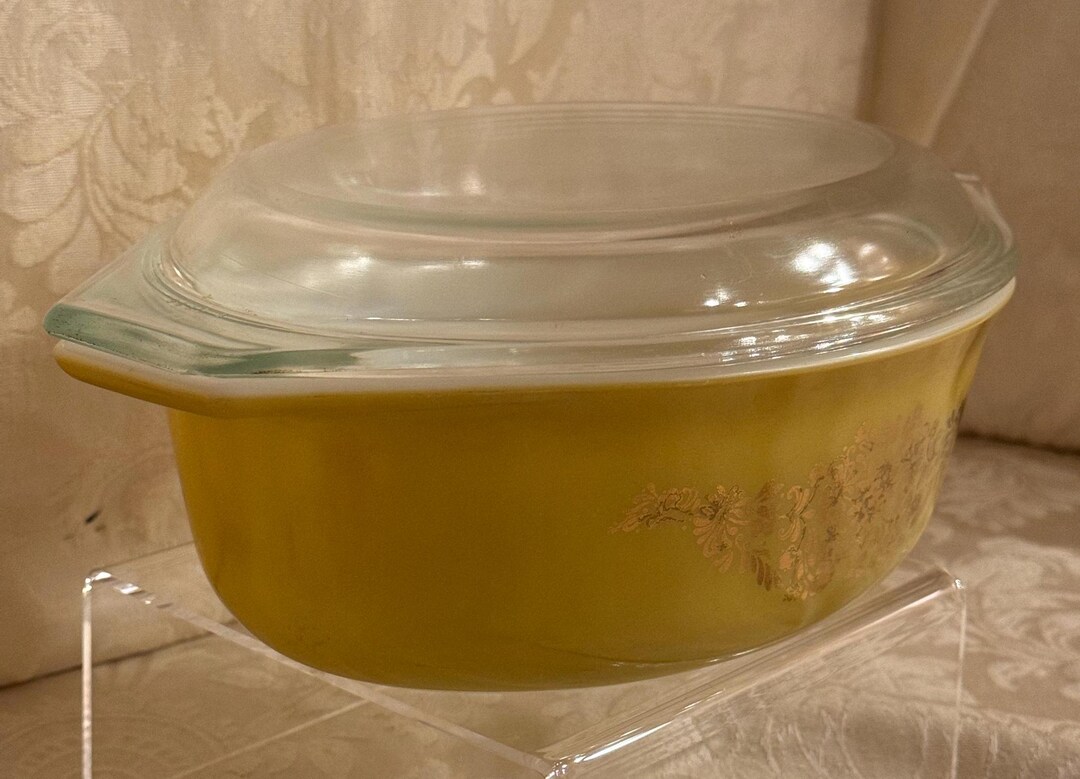Pyrex Golden Floral Garland Casserole With Lid #043, 1.5 Quarts, - Etsy
