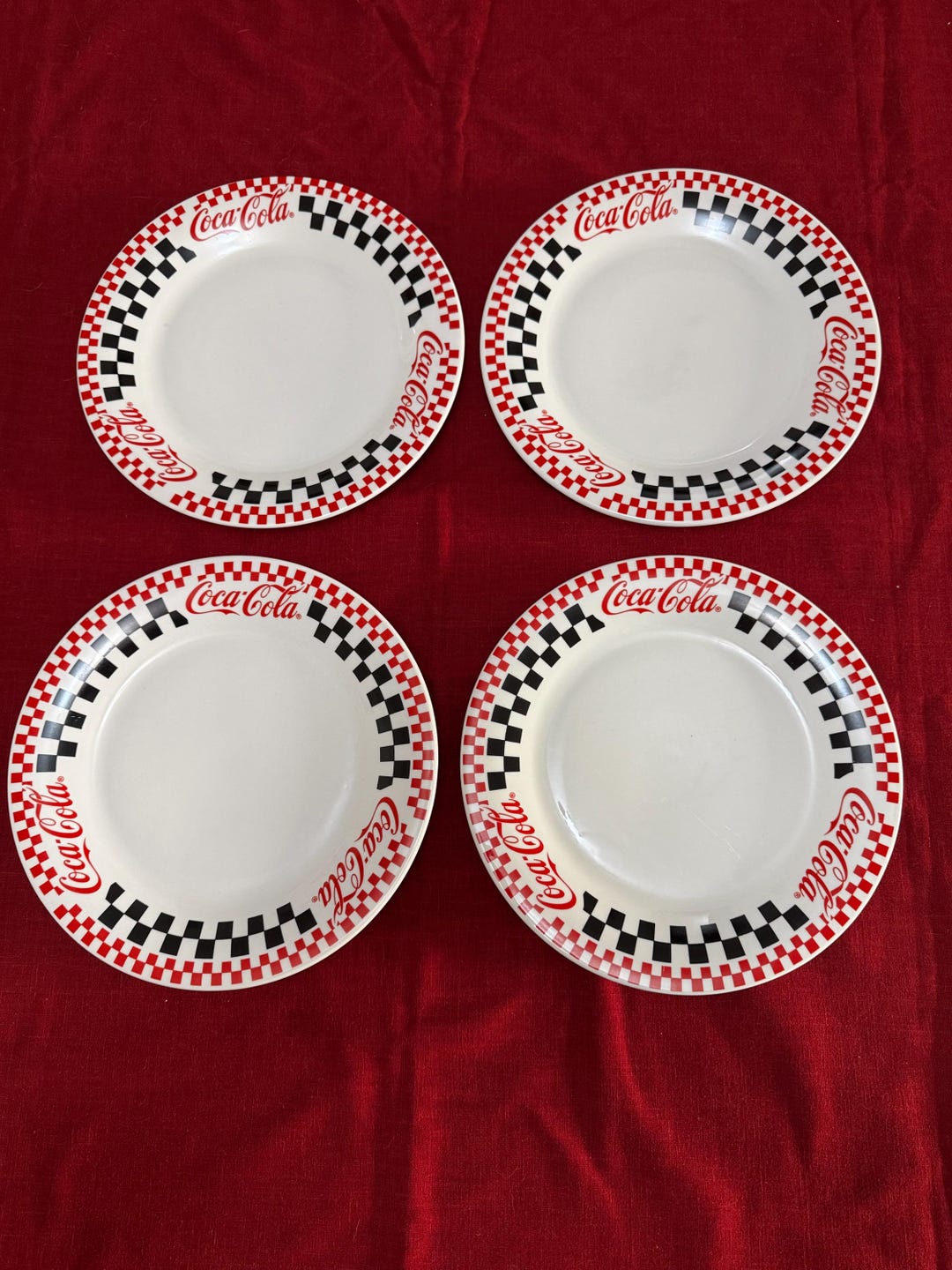 1996 VTG Coca-cola Red & Black Checks on a White Background Very Sturdy ...