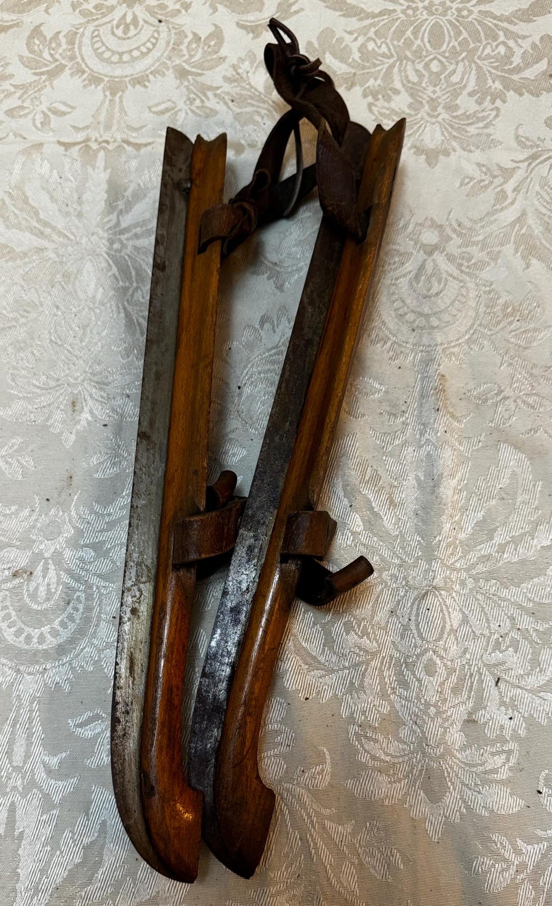 Antique Wooden European Racing Ice Skates With a Metal Blade and ...