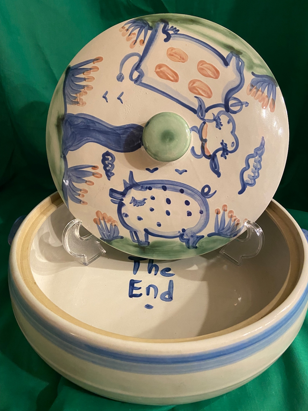 VTG MA Hadley Pig and Cow Extra Large 12”wide by About 3.5” Deep Lidded ...