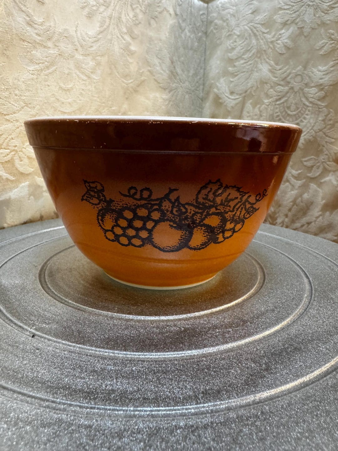 1970’s Pyrex “old Orchard” Brown Ombré Design With Fruits Mixing Bowl ...