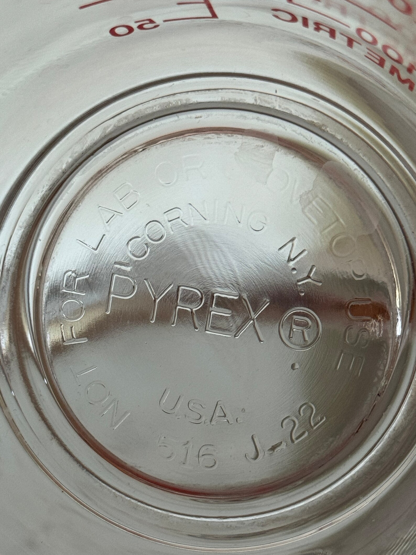 PYREX D Handle Vintage 2 Cup Glass Measuring Pitcher/ Cup 516 With Red ...