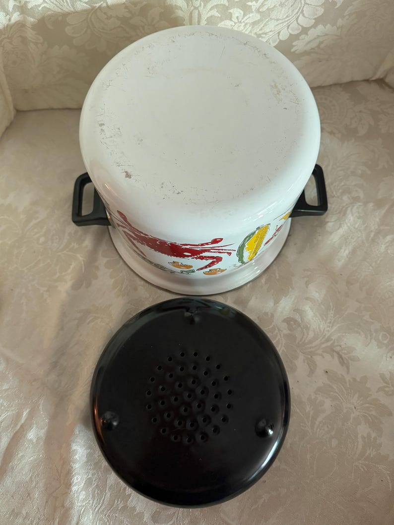 VTG West Bend 5 Qt. Enameled Stockpot Cape Cod Crab Cooker/fryer ...