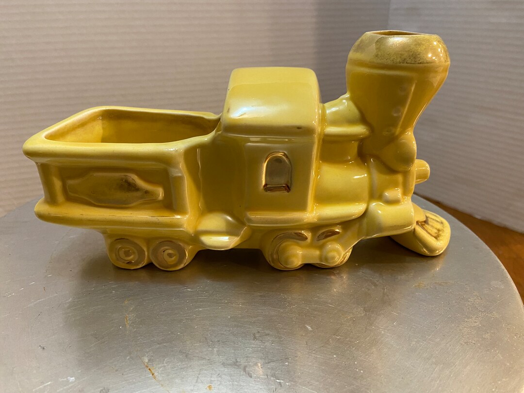 VTG Ceramic Train Engine With Coal Cart Vintage Planter 8”x 3” - Etsy