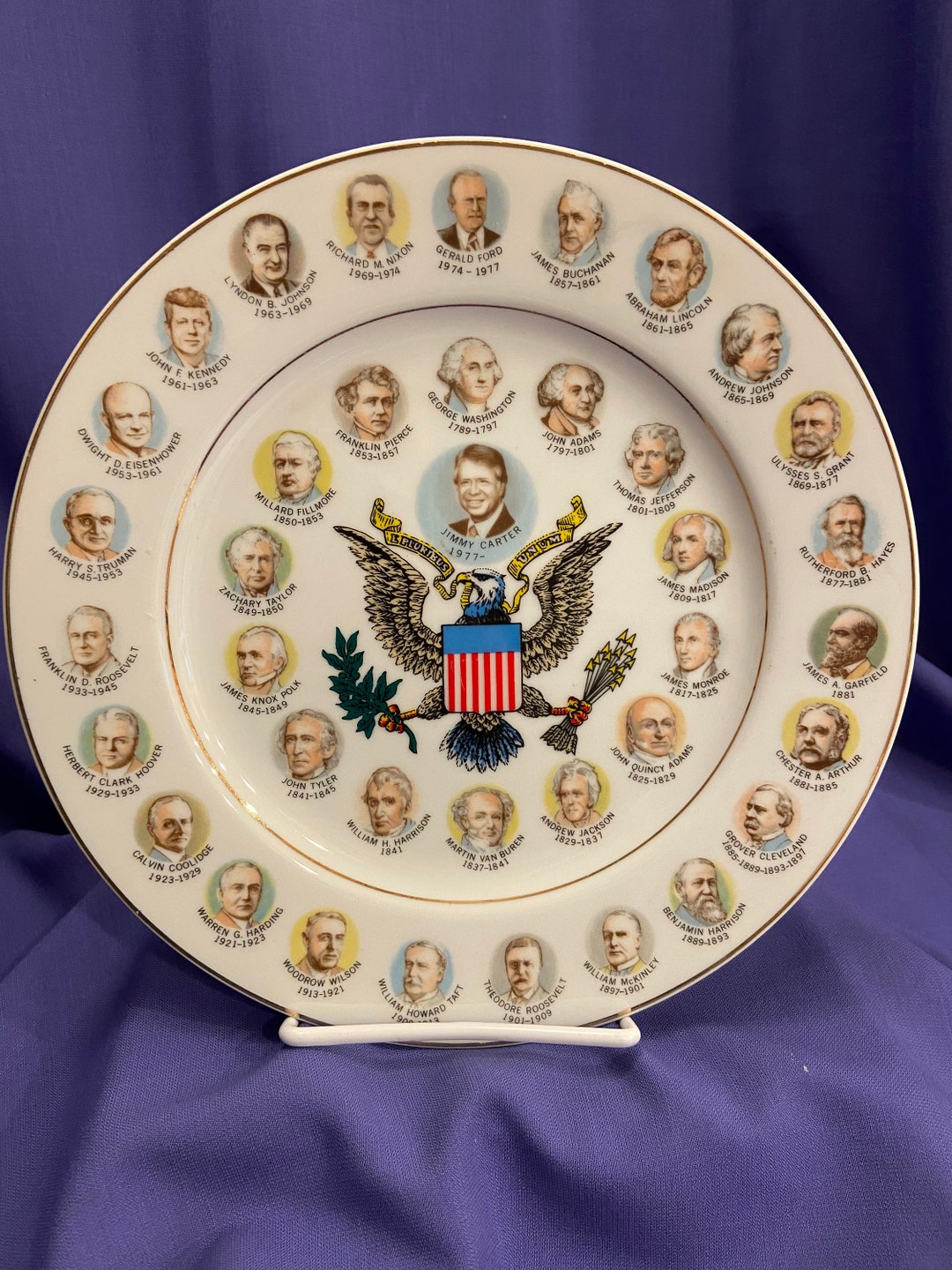 1977 Jimmy Carter Commemorative Plate “ 200 Hundred Years of Presidents ...