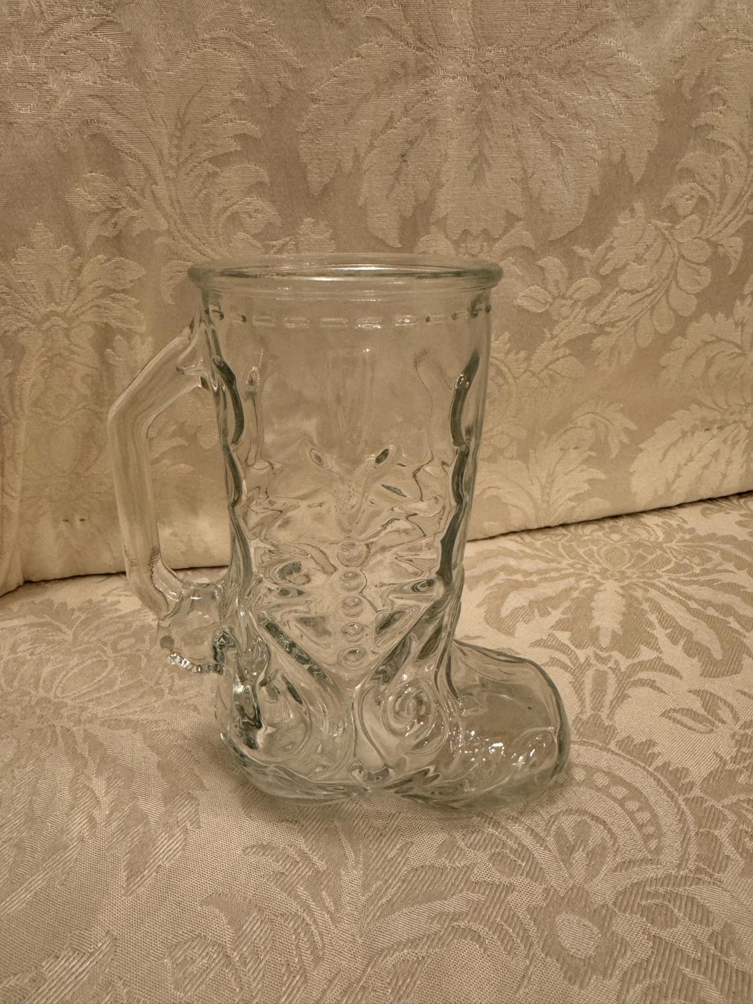 VTG Glass Boot Mug, 6.5” Tall and 3” Wide Opening, Squarish Handle With ...