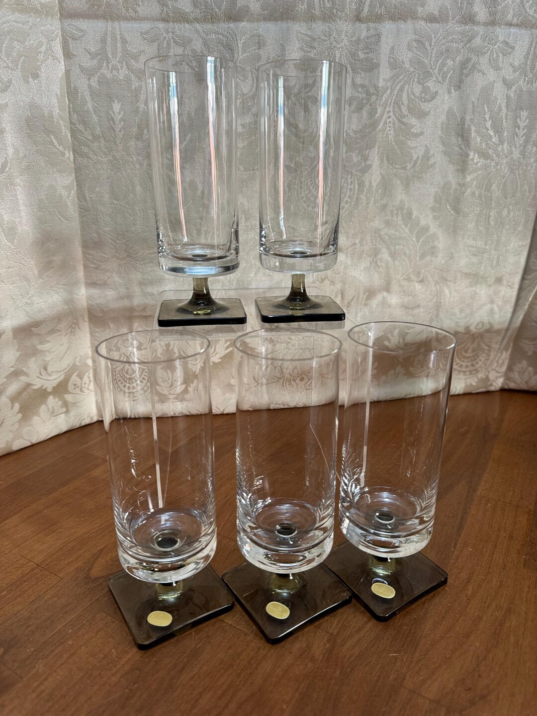 MCM Rosenthal Linear-smoke Pattern Crystal Glasses, Holds 10oz Set of 5 ...
