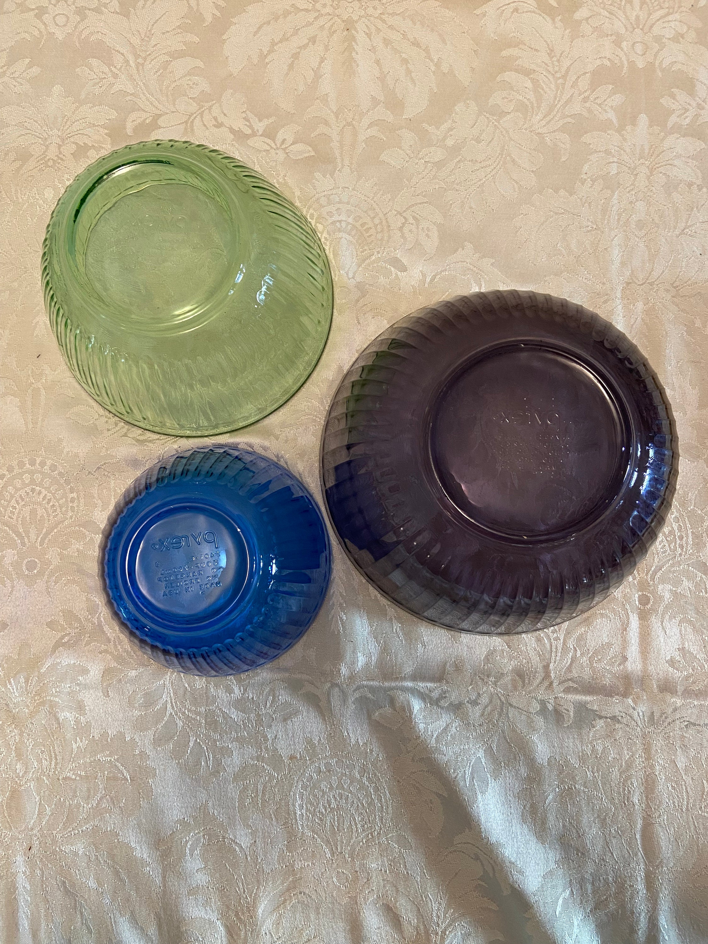 3 Ribbed Pyrex Multi-colored Jewel Toned Visions Nesting Bowls, Purple ...