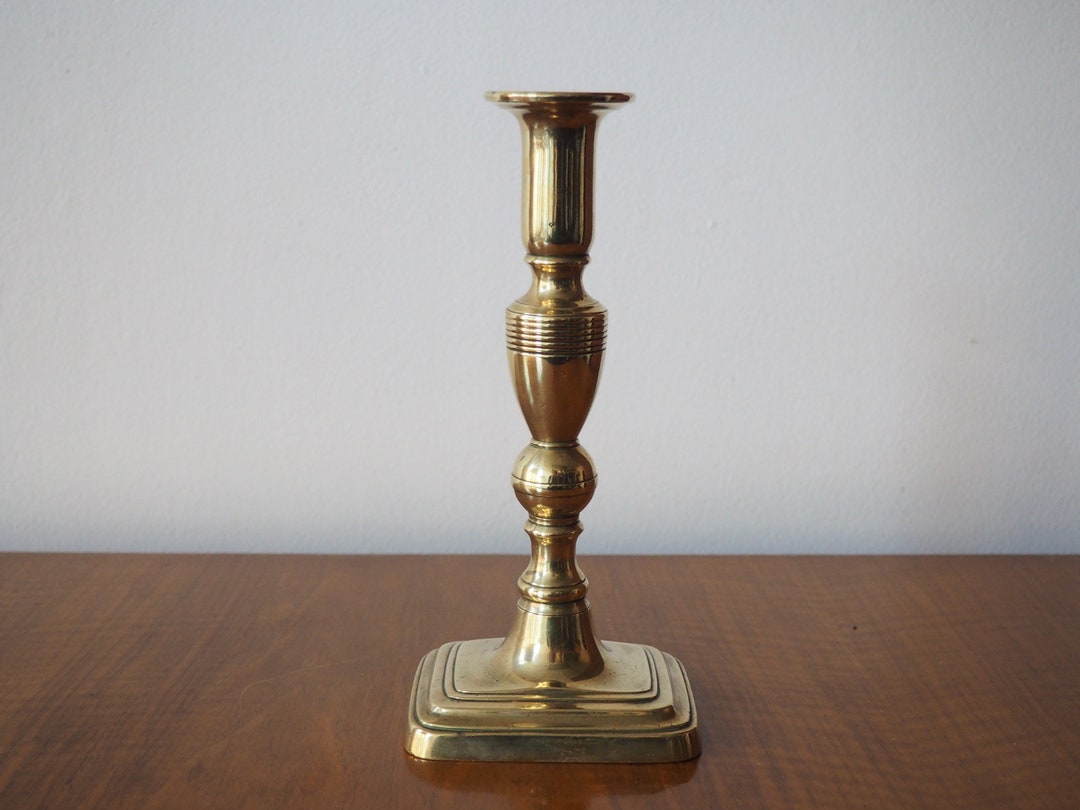 Brass Candlestick Holder With Rectangular Base - Etsy