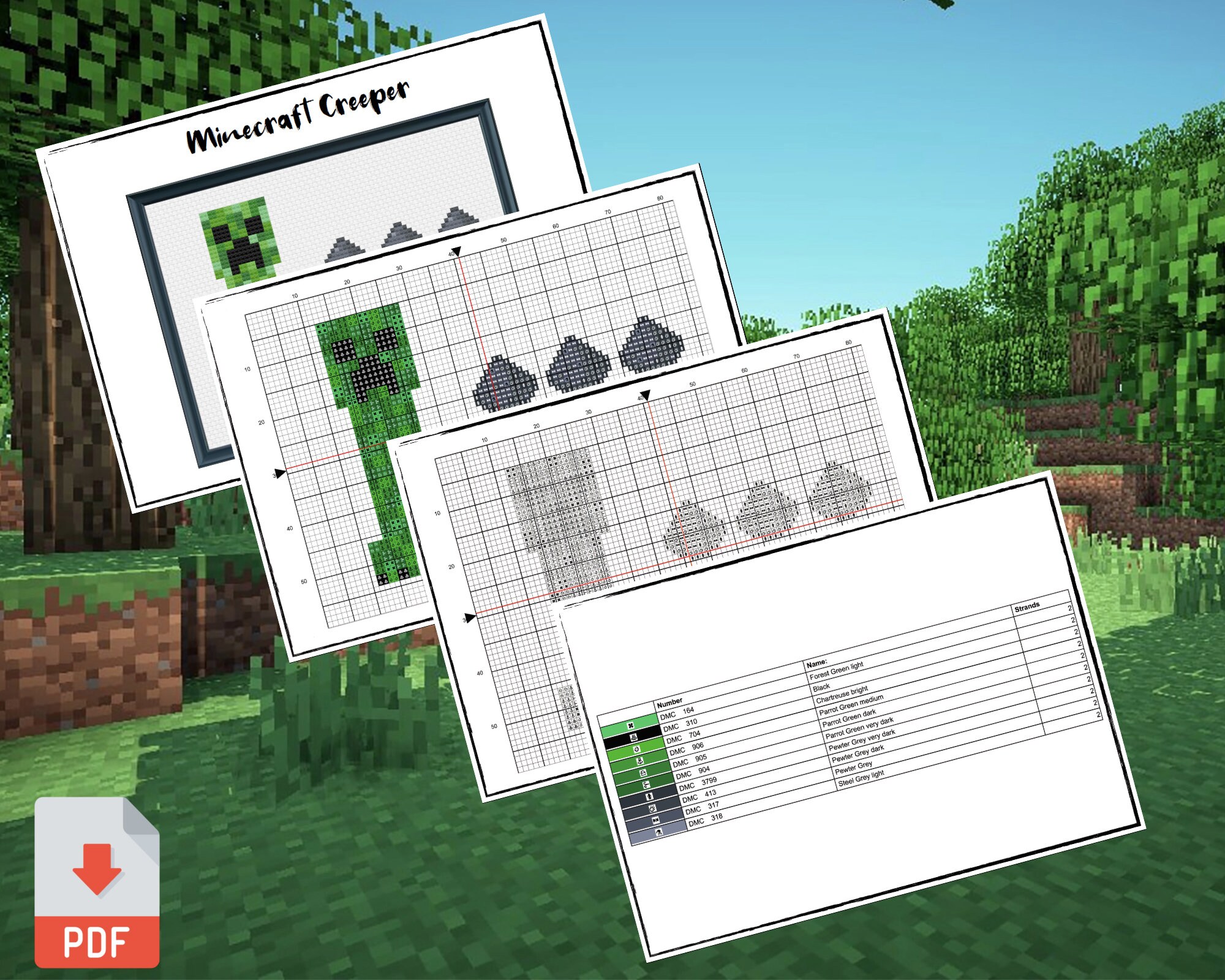 Minecraft Creeper Cross Stitch Pattern - PDF Download - Etsy UK