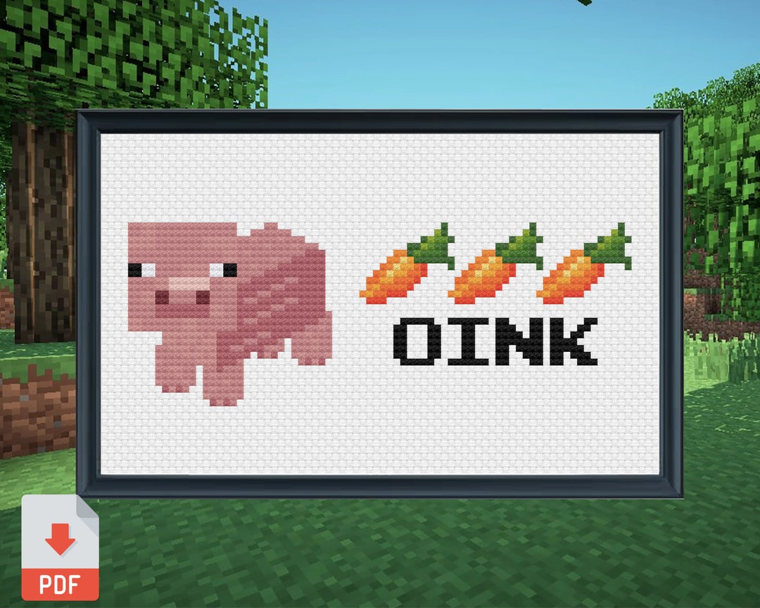 Minecraft Pig Cross Stitch Pattern - PDF Download - Etsy