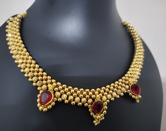 Kolhapuri Thushi Necklace Set,indian Traditional/wedding/ethnic Choker ...