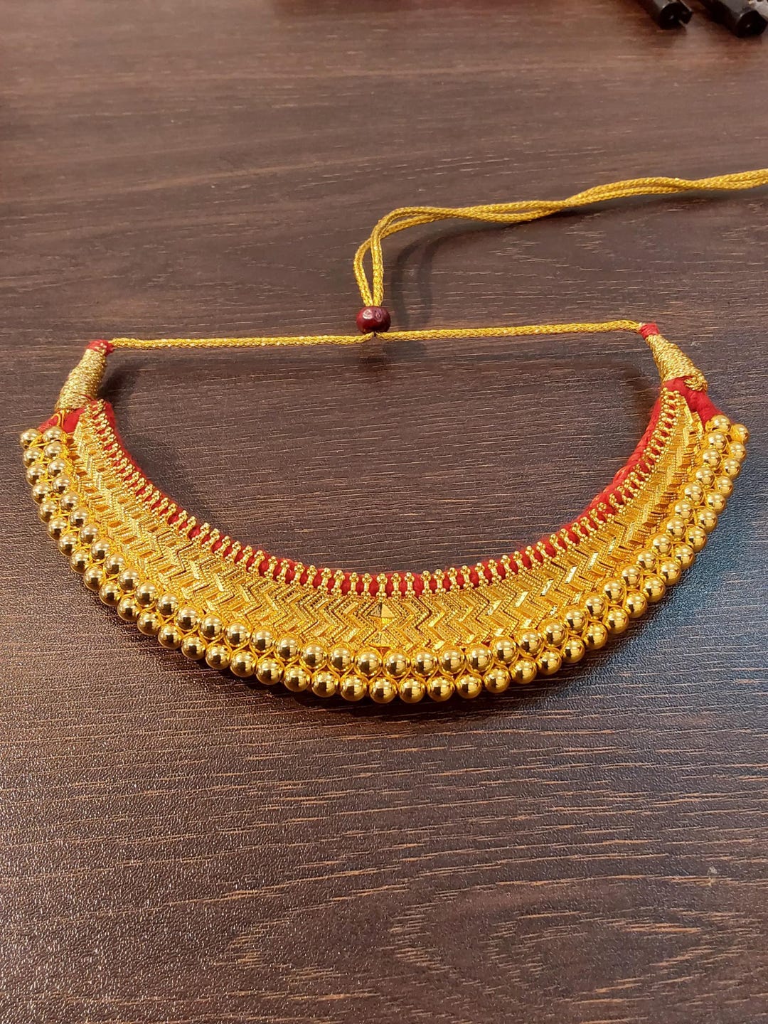 Gold Tone Thushi Choker Necklace | Maharashtrian Kolhapuri Jewelry - Etsy