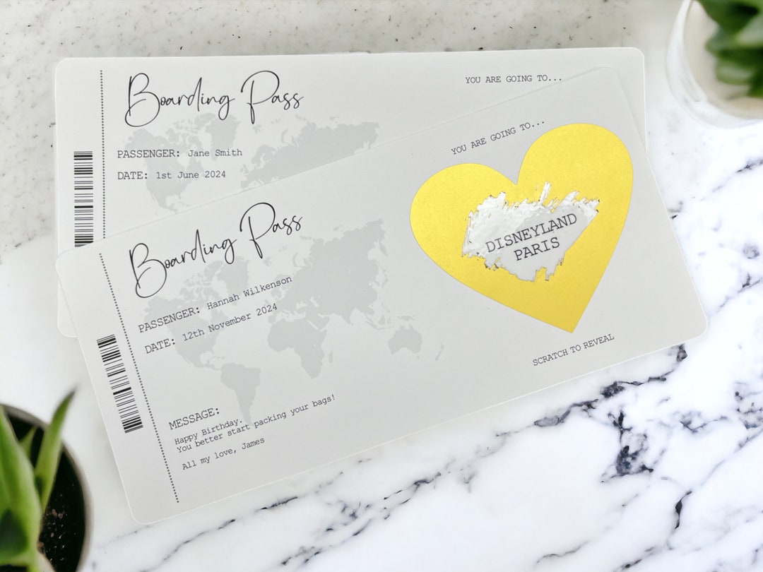 Personalised Boarding Pass Scratch and Reveal Surprise Gift / Secret ...