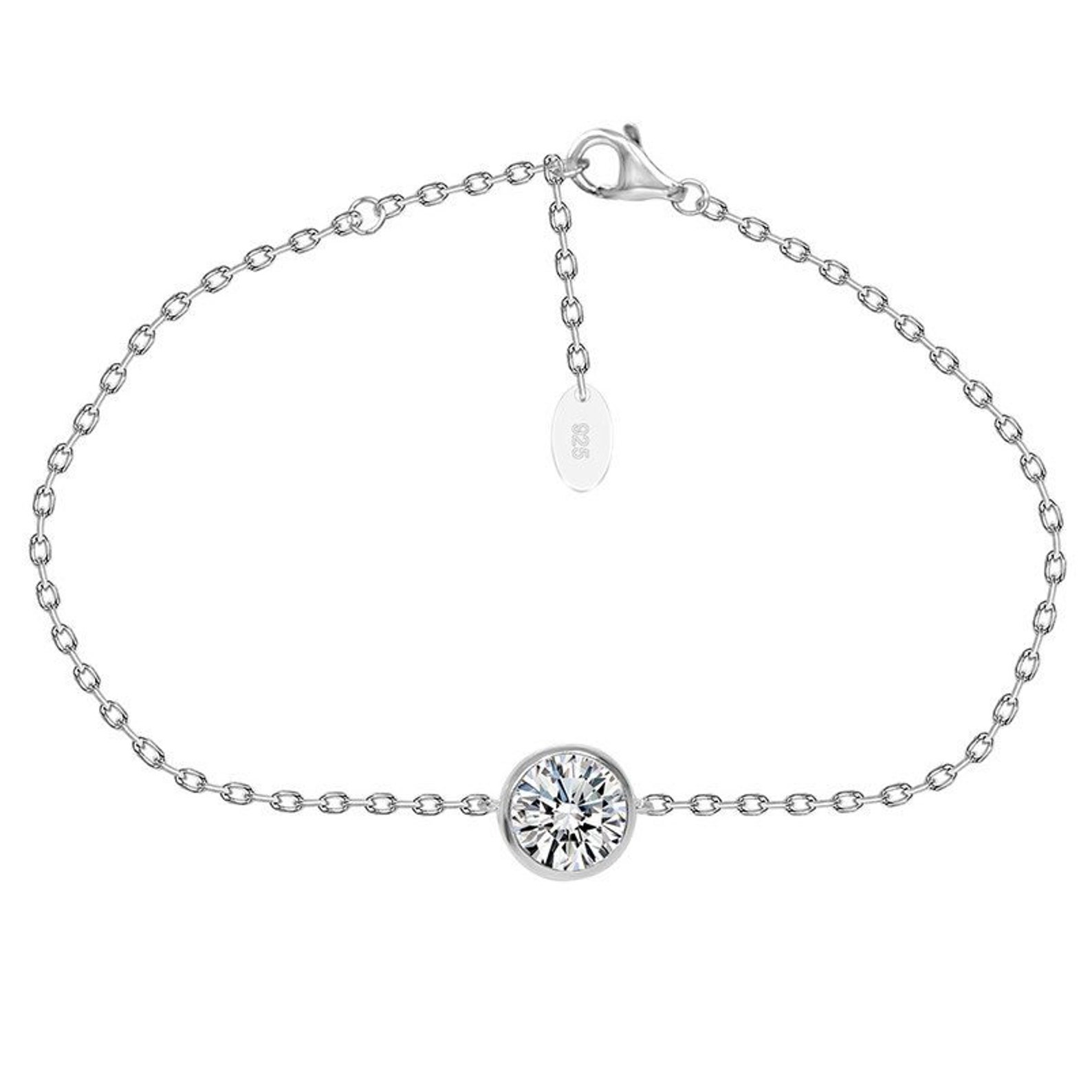 Sterling Silver Solitaire Bracelets With Cubic Zirconia Fine - Etsy