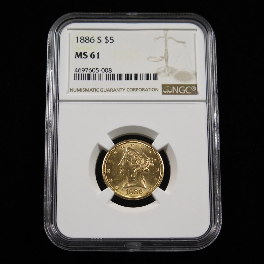 1886 S Liberty Head 5 Dollar Gold Coin NGC MS61 - Etsy