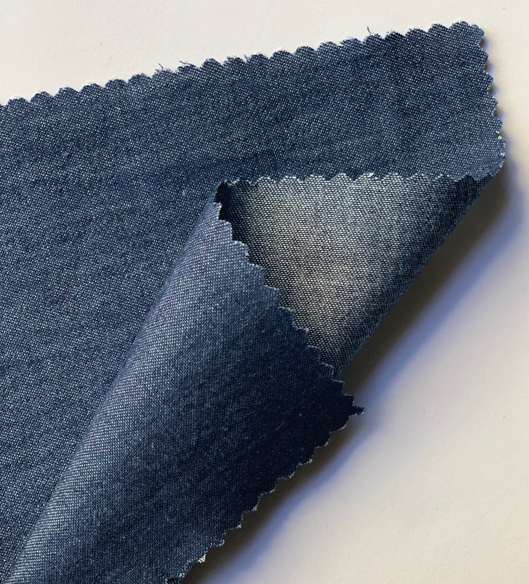 4oz Washed Denim Fabric -rinse (dark Blue Jean) Color - 100% Cotton ...