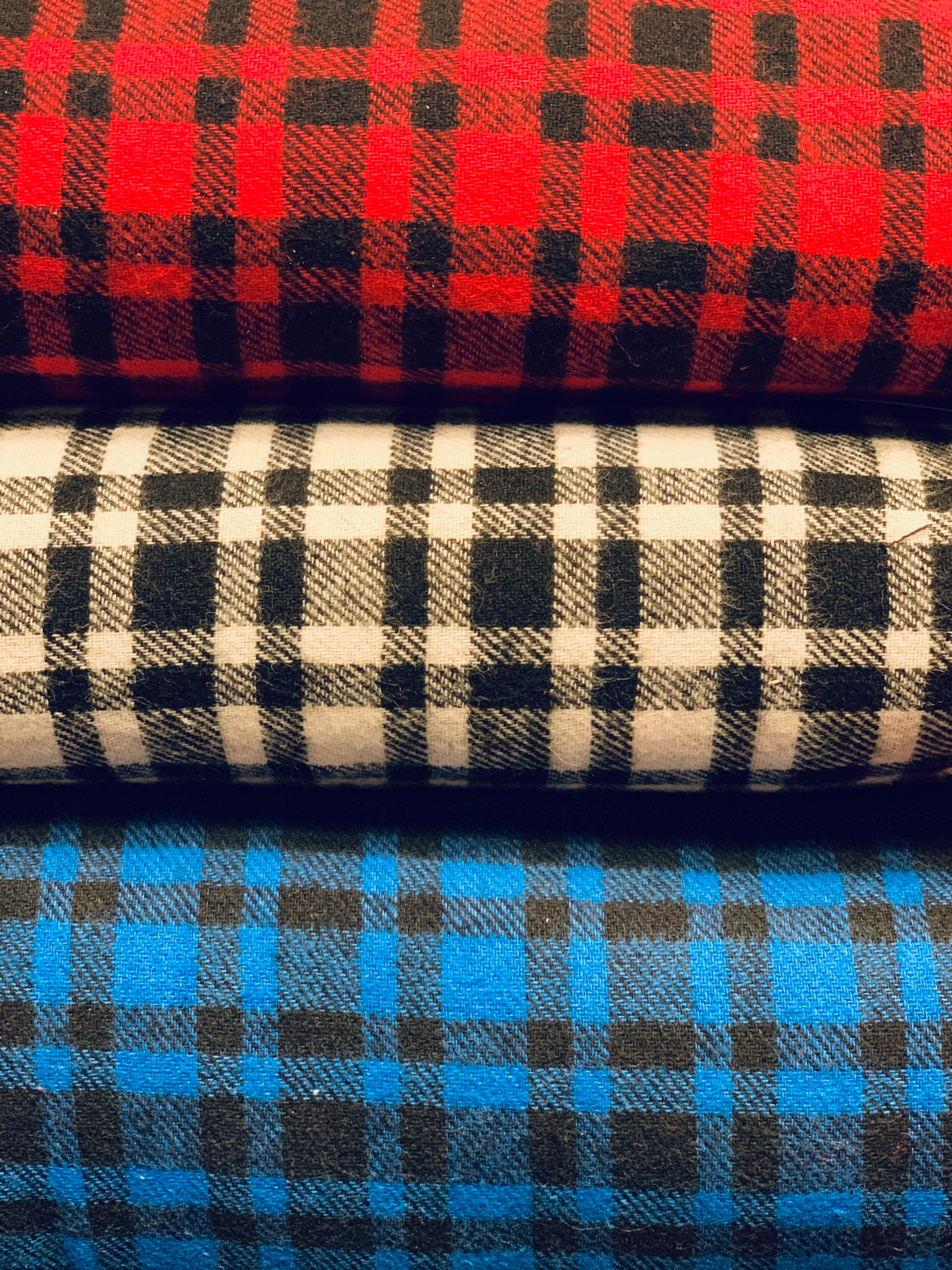 Flannel 100% Cotton Fabric - Plaid, Natural & Organic /58