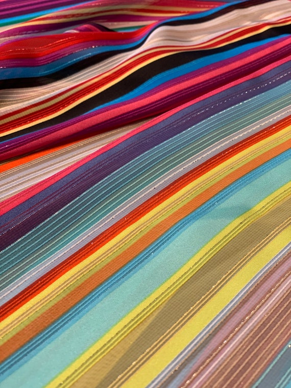 HIGH MULTI CHIFFON /multi Color Stripe Lurex Shiny/by the - Etsy