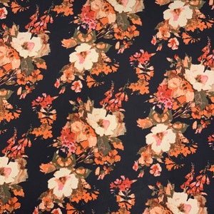 WOOL DOBY FLORAL /59' Wide/sold by the Yrad/navy,coral,orange,cream ...