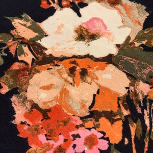 WOOL DOBY FLORAL /59' Wide/sold by the Yrad/navy,coral,orange,cream ...