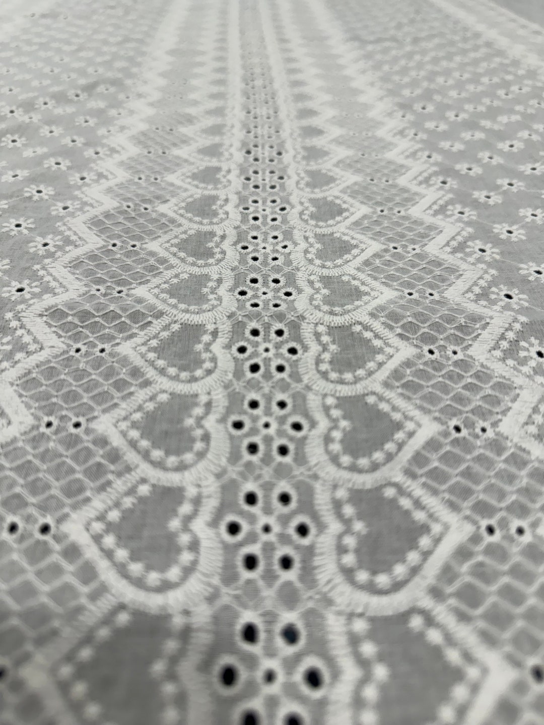 EYELET EMBROIDERY White (with Holes)100%cotton /organic/52” Wide/sold ...
