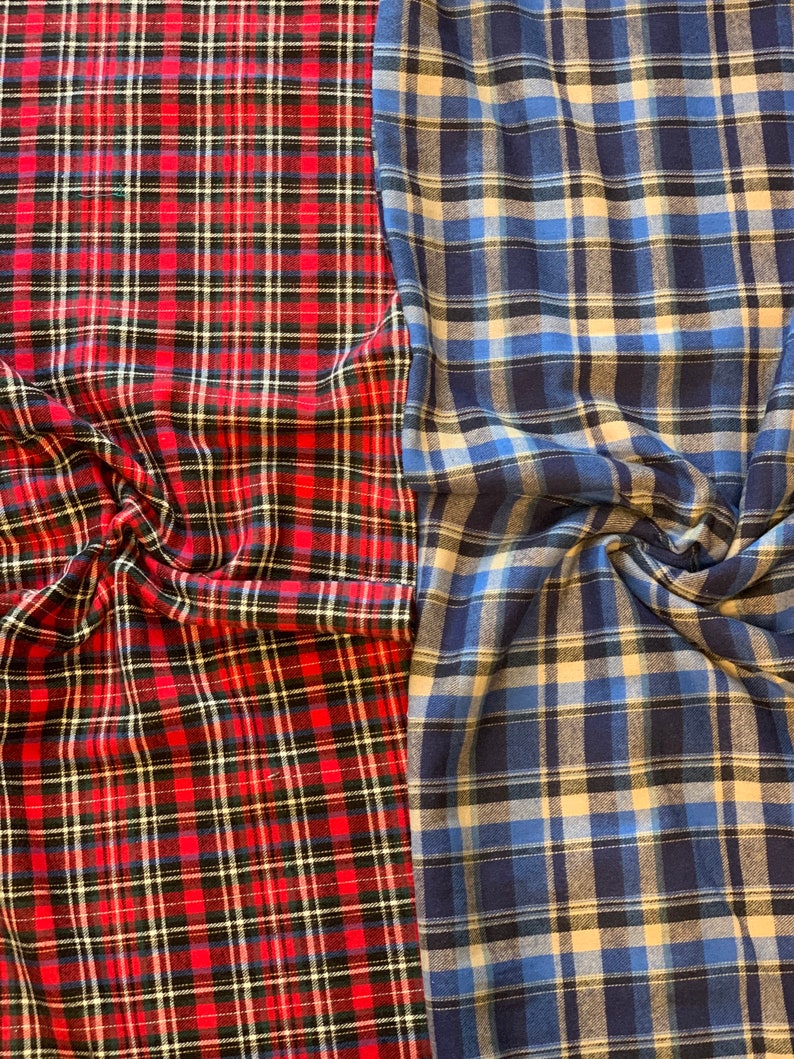 Flannel 100% Cotton Fabric Plaid Natural & Organic | Etsy